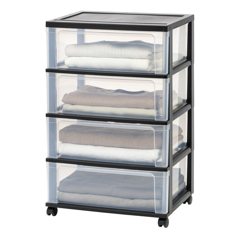 Rebrilliant Kemmerer 4 Drawer Wide Plastic Storage Chest With Casters